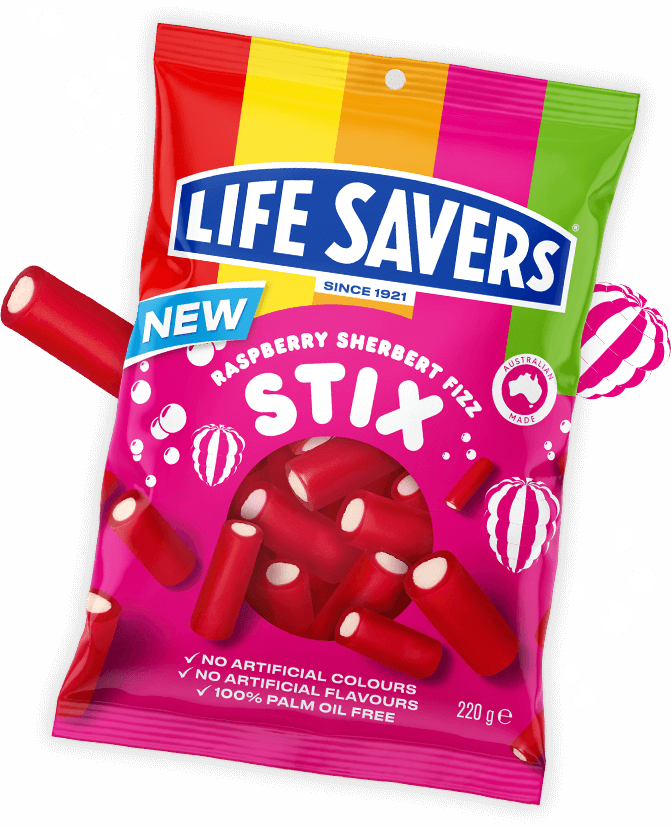 Raspberry Sherbert Fizz Stix - Life Savers
